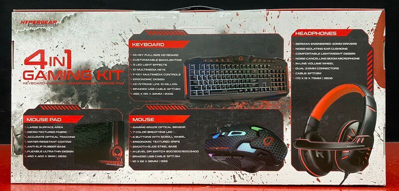 Teclado RGB, Mouse, Auricular y Mouse Pad Gaming Kit 4 en 1 HyperGear ...