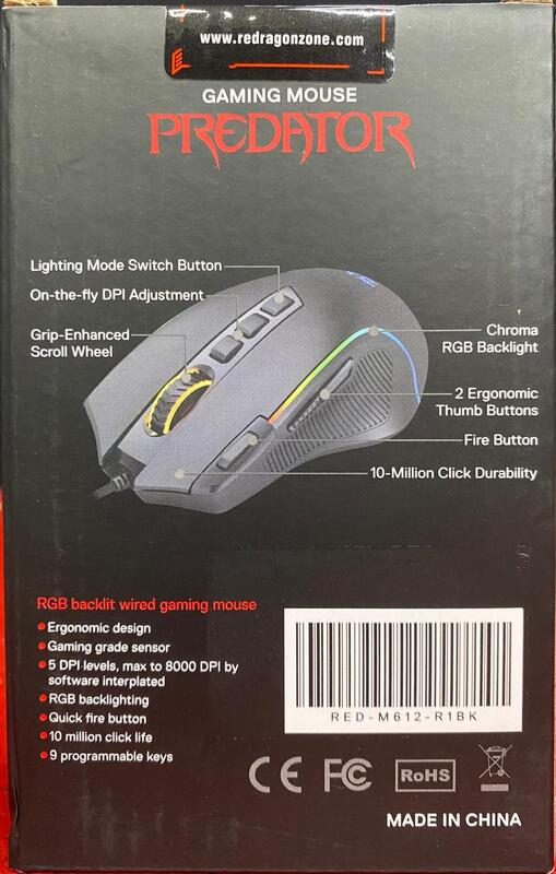 Mouse Gaming RGB Alambrico Predator M612 Negro Redragon – GameStation